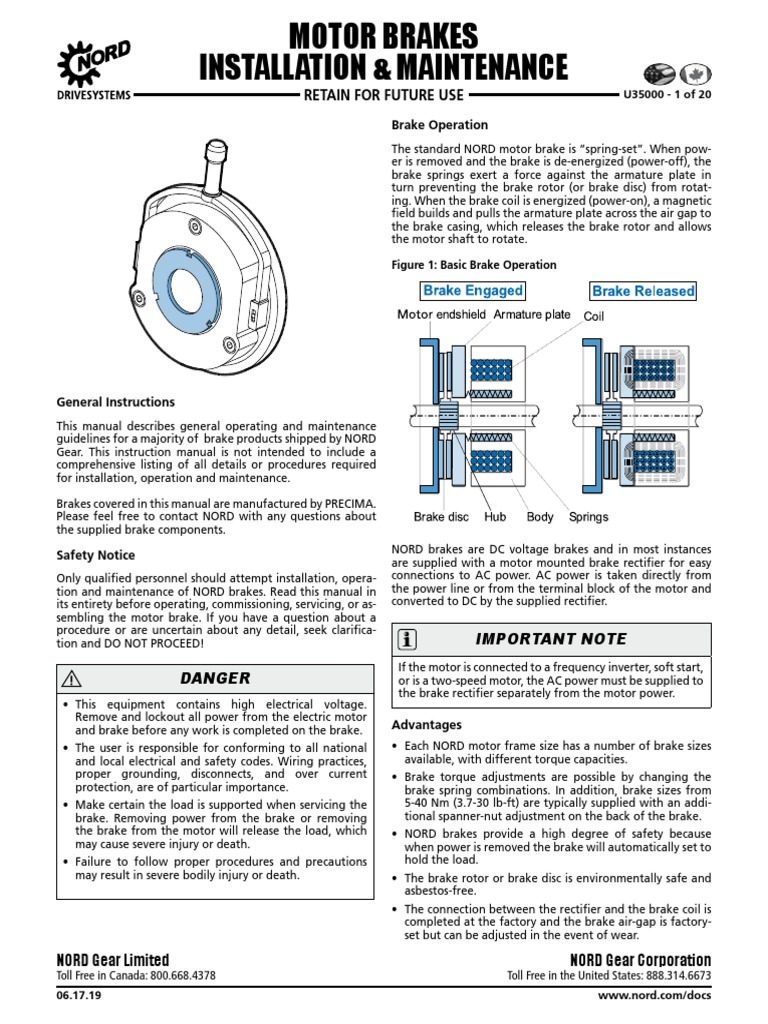 U35000 - Motor - Brakes NORD | PDF | Rectifier | Electric Motor
