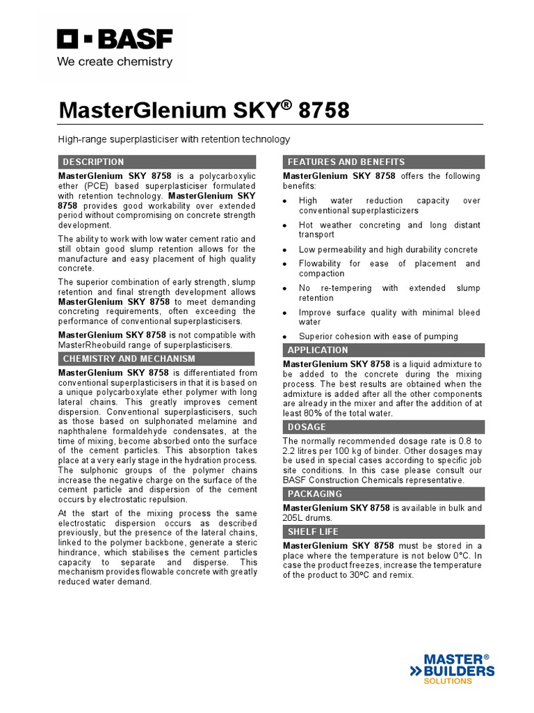 MasterGlenium SKY 8758 - MM v1 - 0119 | Download Free PDF | Concrete ...