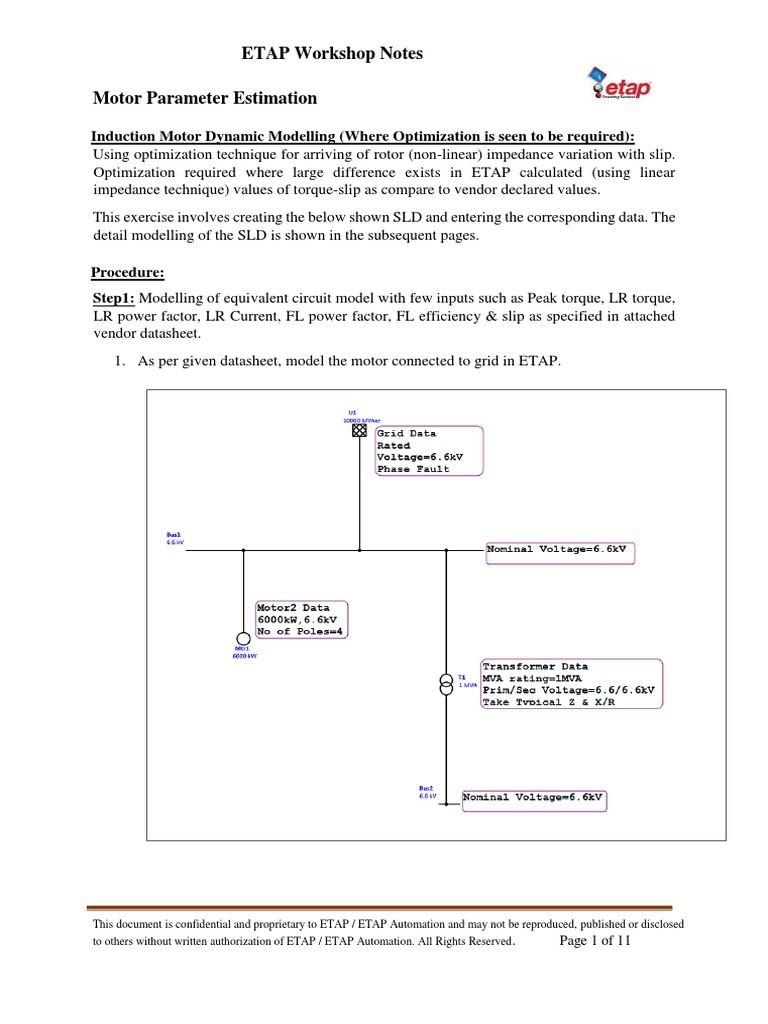 ETAP Motor Parameter Workshop | PDF | Electric Motor | Electricity