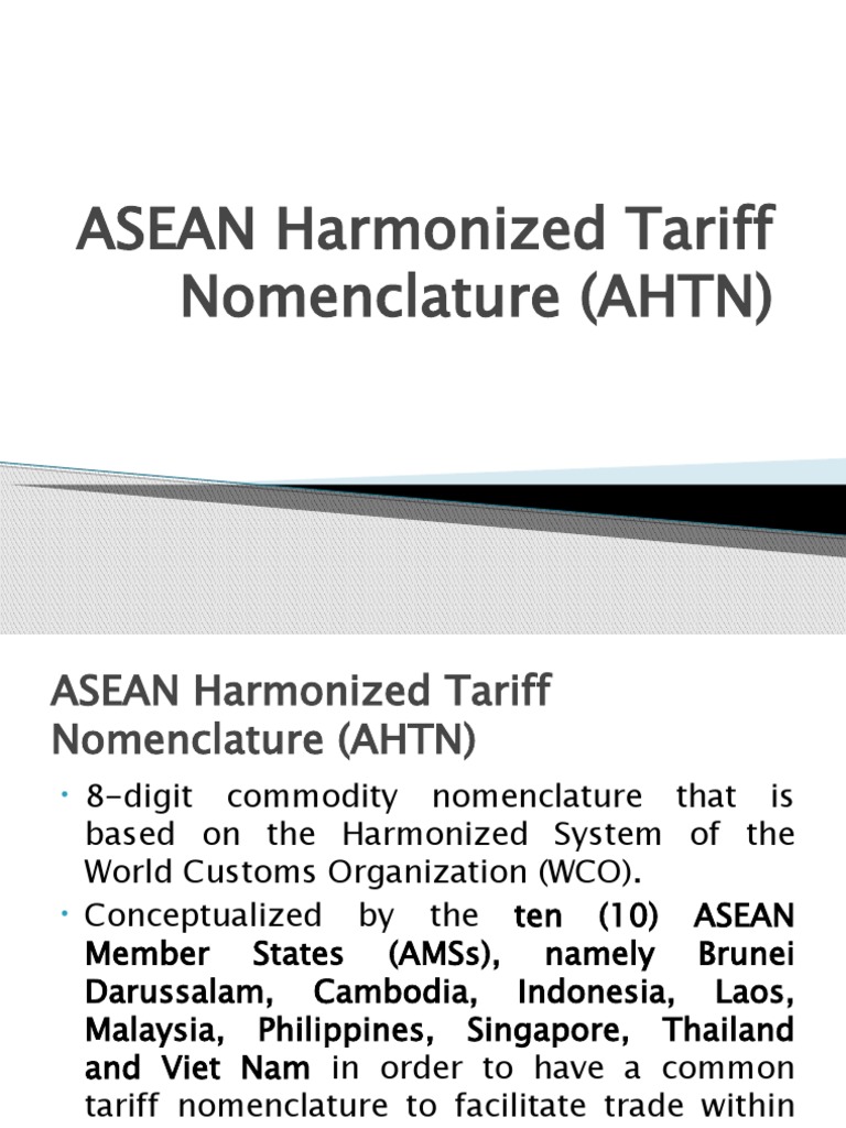 ASEAN Harmonized Tariff Nomenclature (AHTN) | PDF | Trade ...