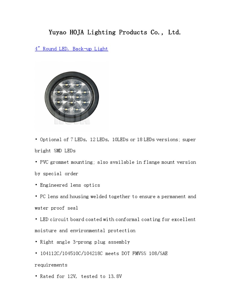 LED Back-Up Lights | PDF | Light Emitting Diode | Electronics