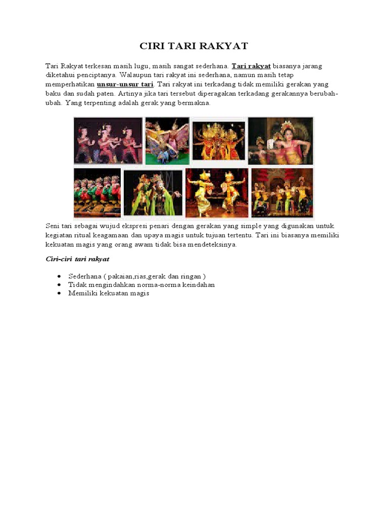 Ciri Tari Rakyat | PDF | Seni