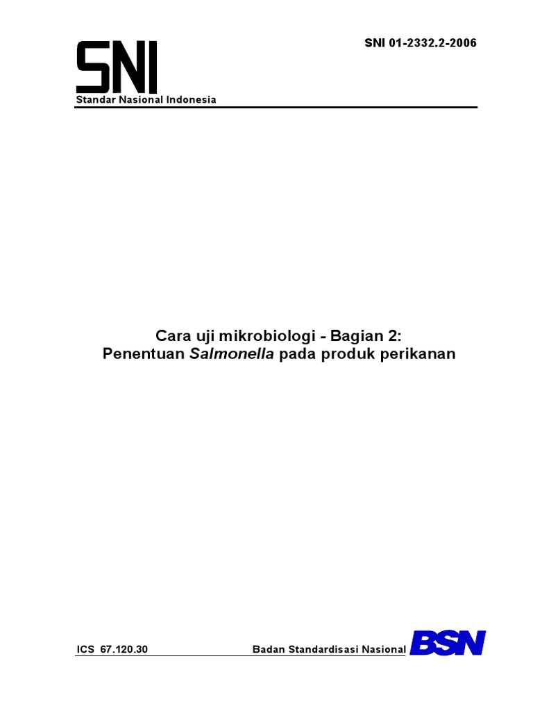 SNI 01 2332 2 2006 Uji Mikrobiologi Salmonella | PDF