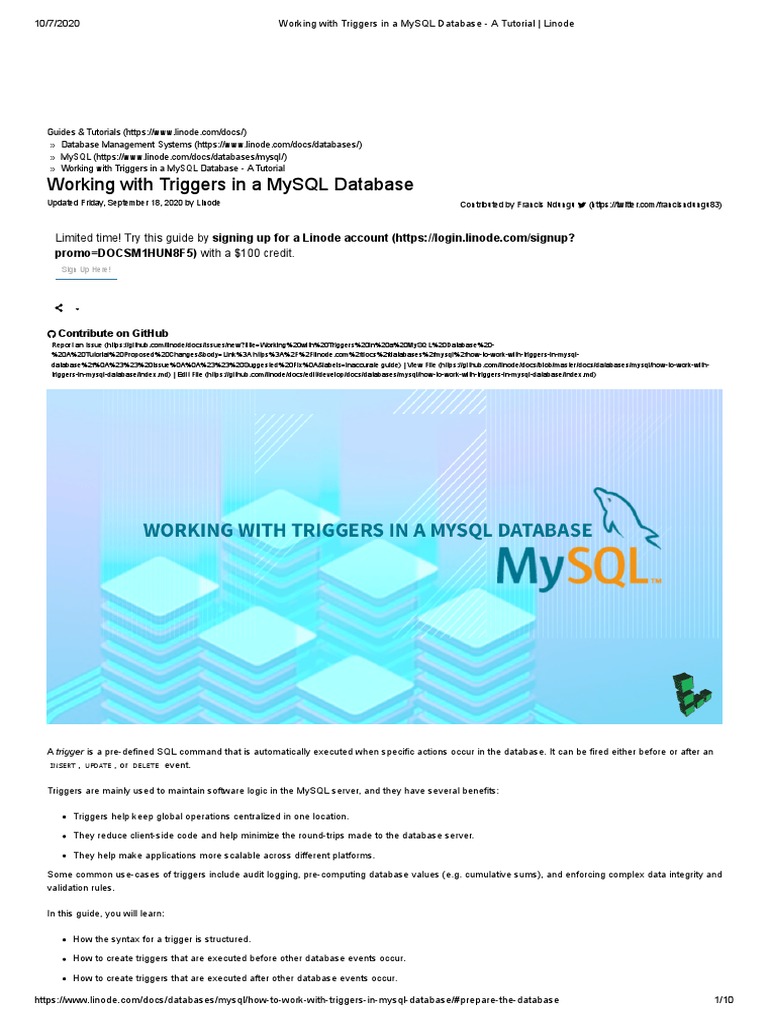 Working With Triggers In A Mysql Database Pdf Pdf Databases 4721