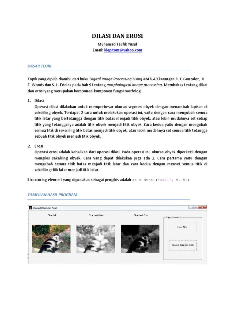 Proses Dilasi dan Erosi Citra MATLAB | PDF | Antarmuka Baris Perintah ...
