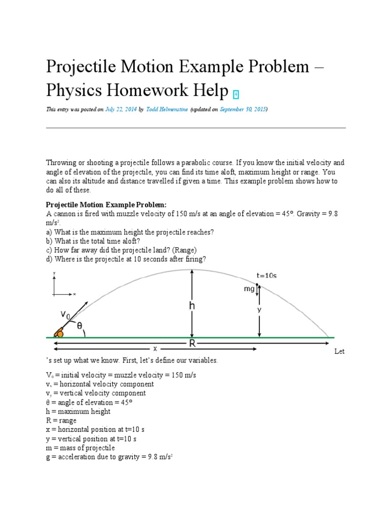 Projectile Motion Example Problem | PDF | Velocity | Kinematics