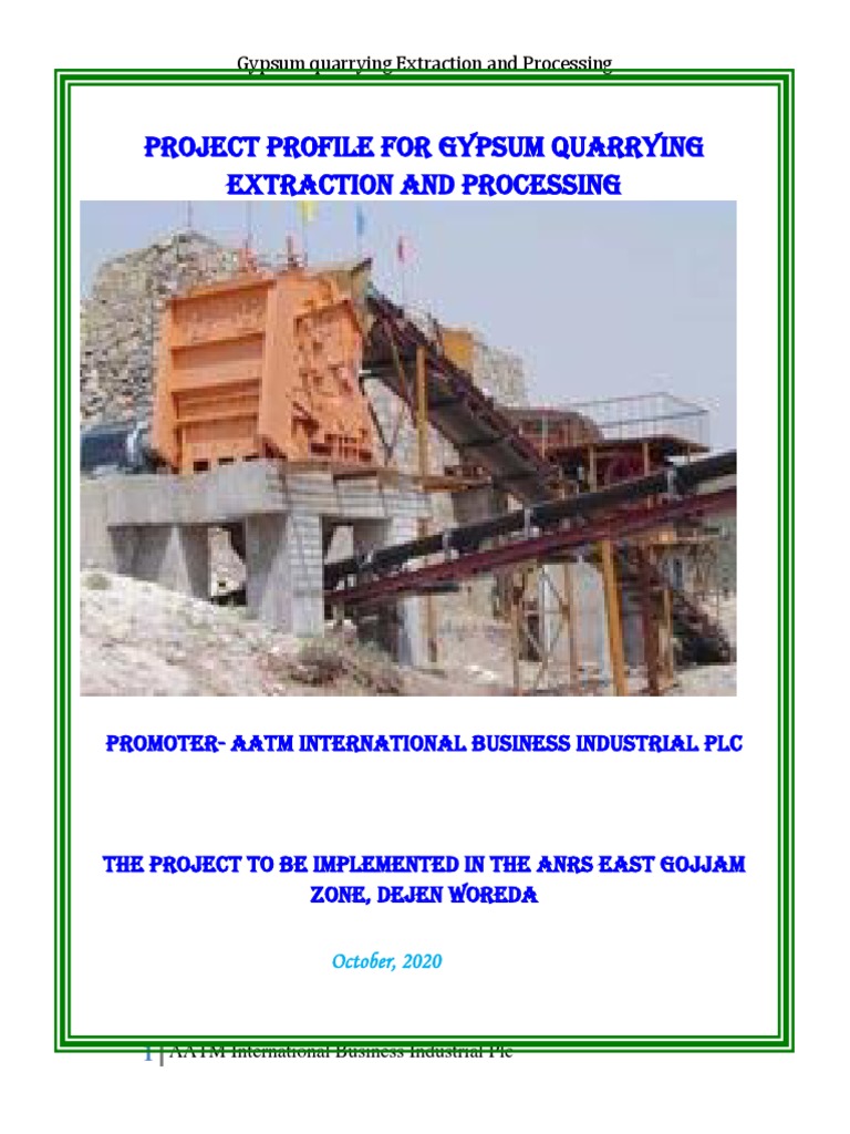 Gypsum Quarrying Project in Ethiopia | PDF | Economic Growth | Mining