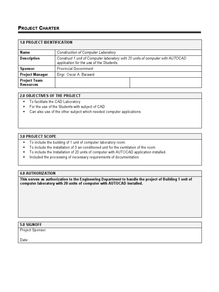 Computer Lab Project Charter | PDF
