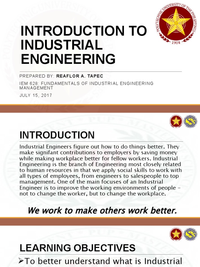 Introduction To Industrial Engineering-TAPEC | PDF | Industrial ...