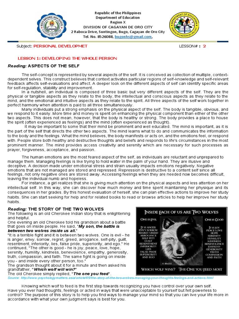 Perdev Week 1 - Lesson 2 | PDF | Self | Mind