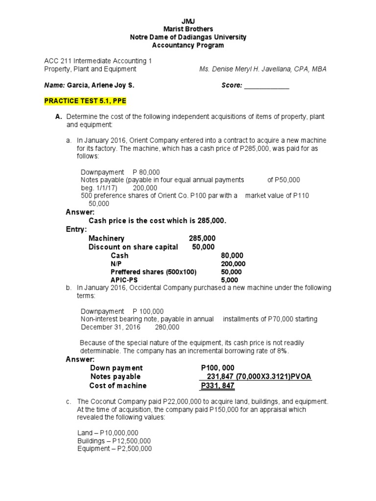 PPE Practice Test for Intermediate Accounting | PDF | Cost | Financial ...