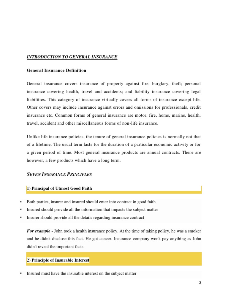 Overview of General Insurance Types | PDF | Finance & Money Management ...