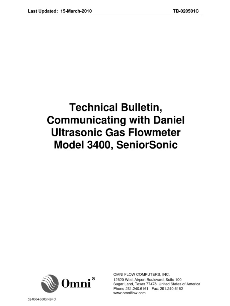 020501C Communicating With Daniel Ultrasonic Gas Flowmeter Model 3400 ...