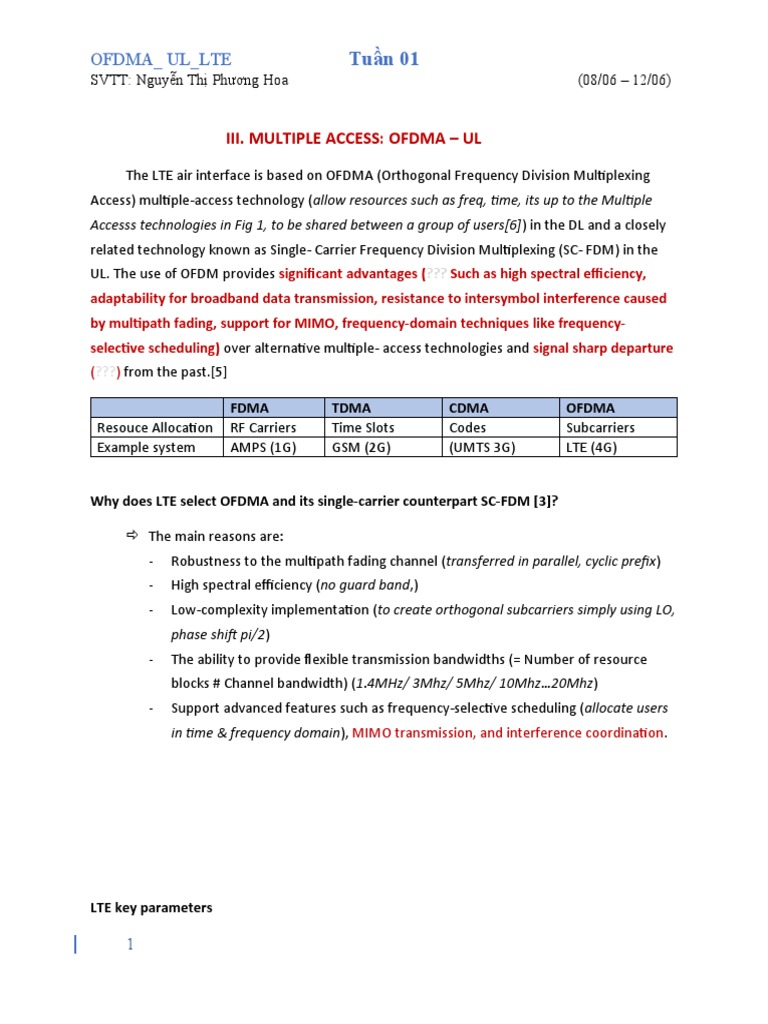 Iii. Multiple Access: Ofdma - Ul | PDF | Orthogonal Frequency Division Multiplexing ...