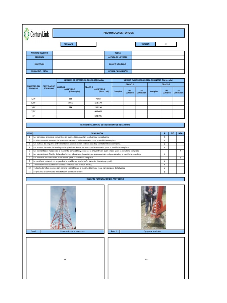 Protocolo de Torque | PDF | Tornillo | Procesos industriales