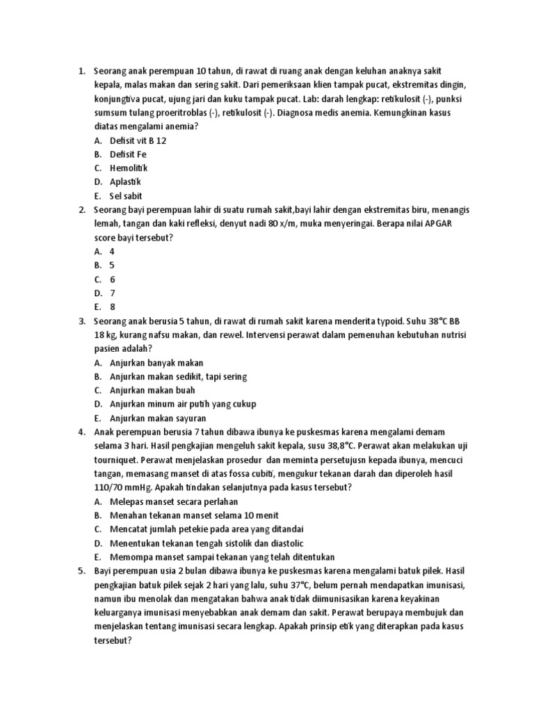 Soal Ukom Kep Anak | PDF