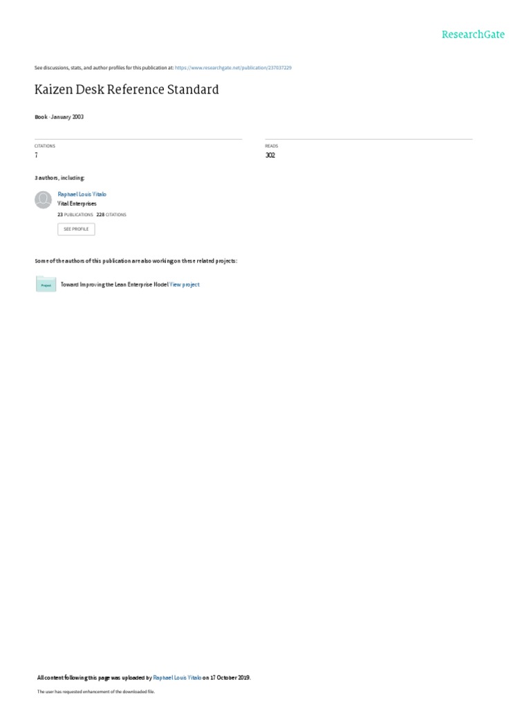 Kaizen Desk Reference Standard PDF | PDF | Supply Chain | Leadership