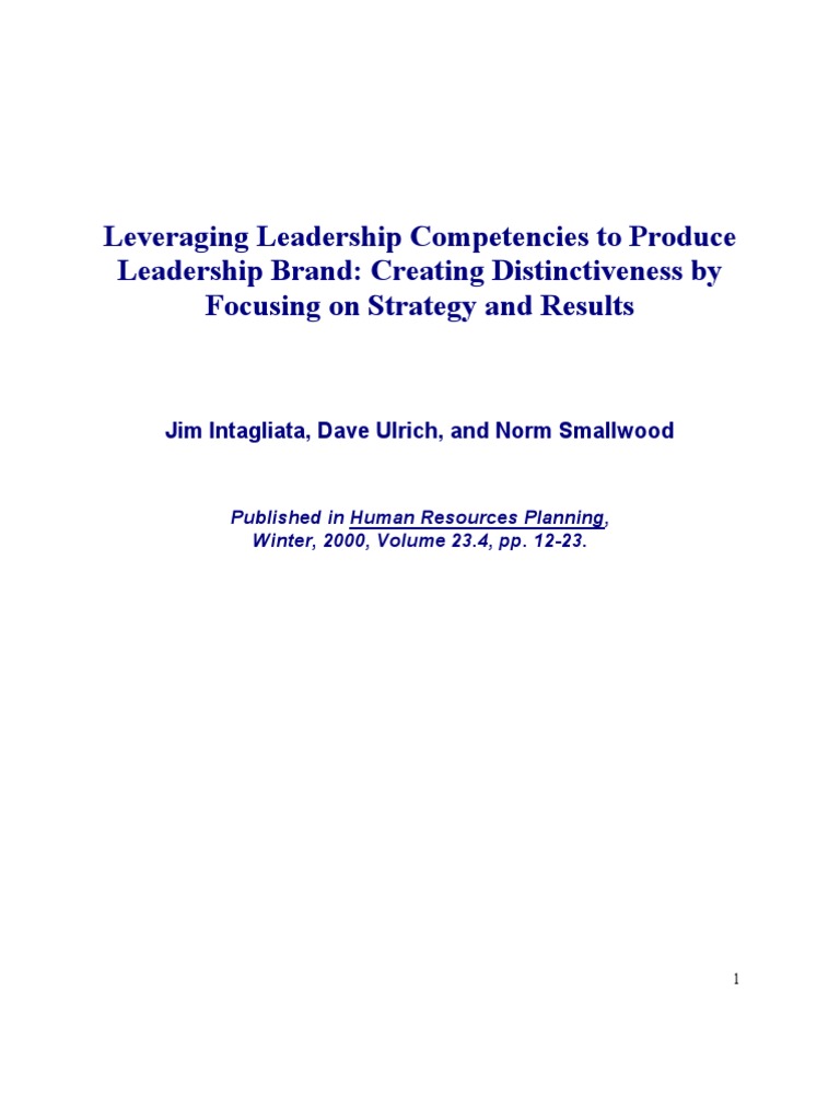Building Leadership Brand Through Competencies | PDF