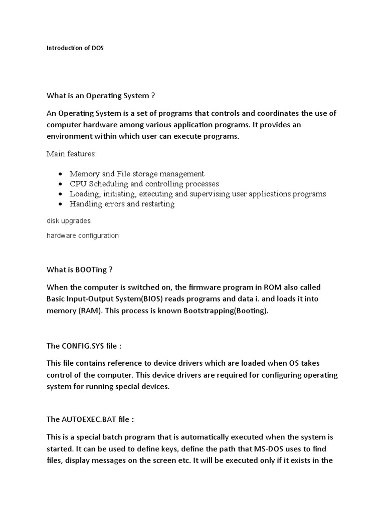 Introduction of DOS: Disk Upgrades Hardware Configuration | PDF ...