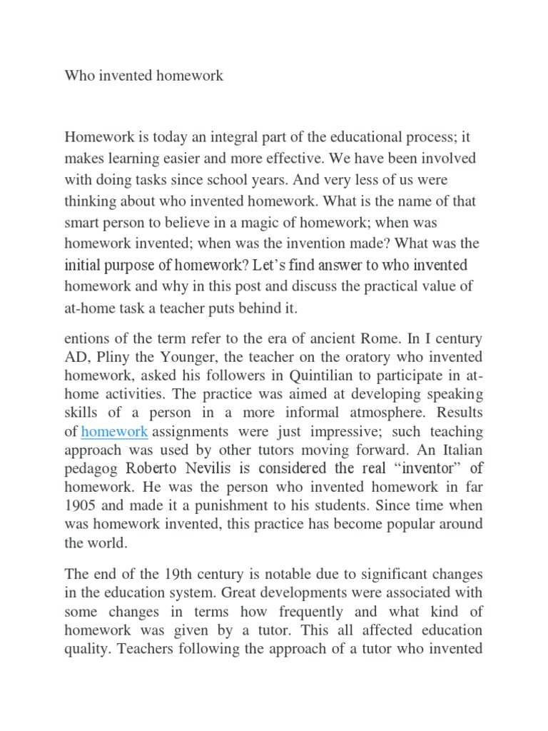 Who Invented Homework | PDF