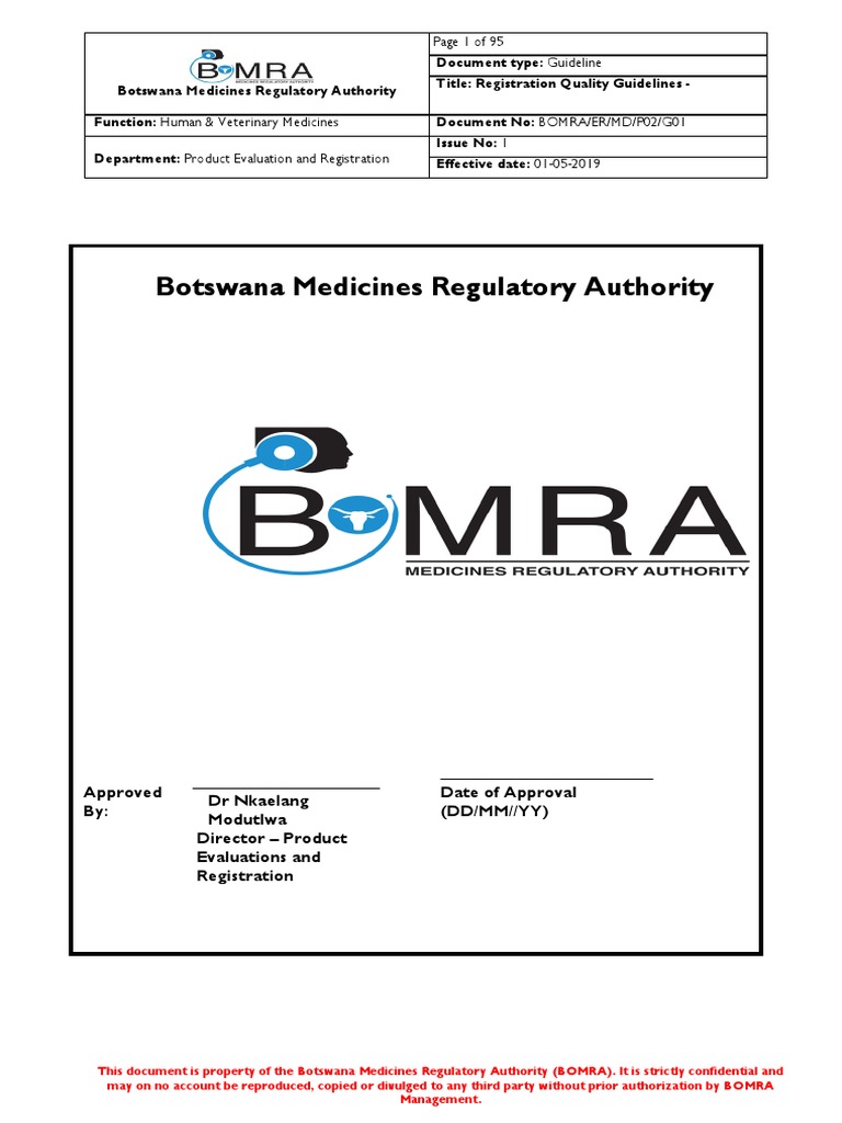 BOMRA Registration Quality Guidelines | PDF | Medicinal Chemistry ...