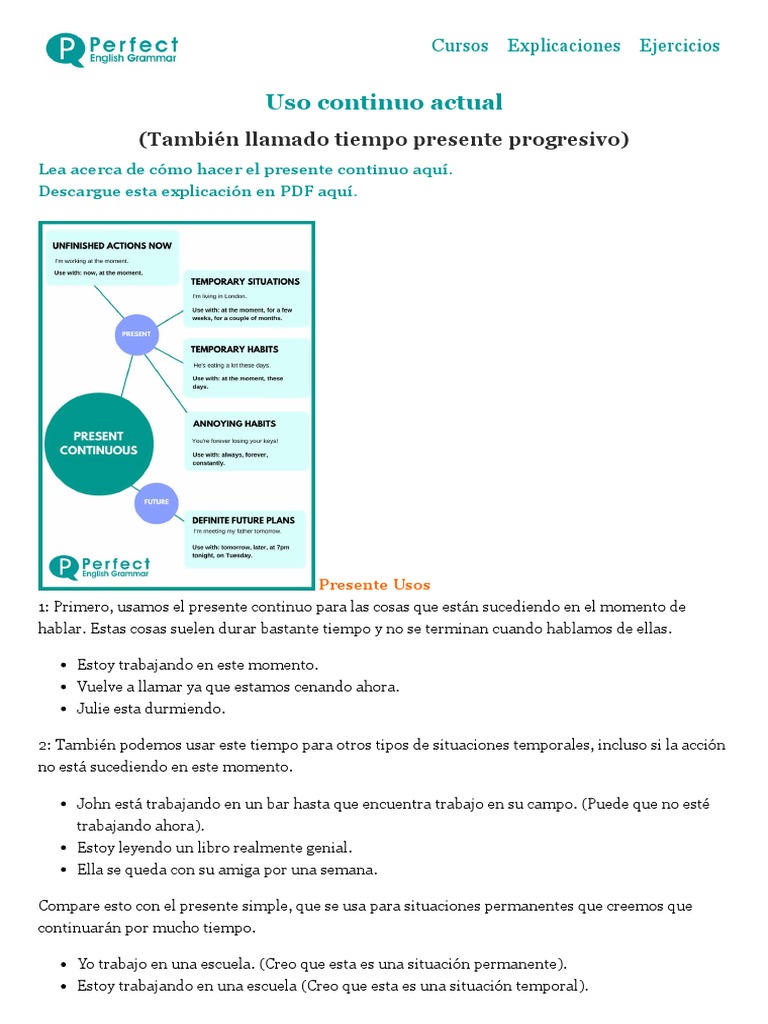 Present Continuous Use | PDF