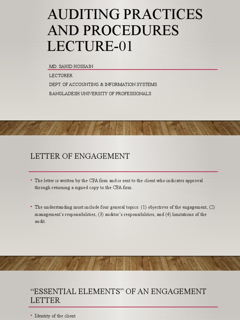 Auditing Practices and Procedures Lecture-01 | PDF