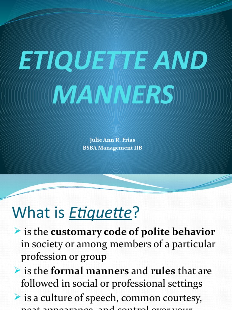 Etiquette and Manners: Understanding Their Importance in Society | PDF ...