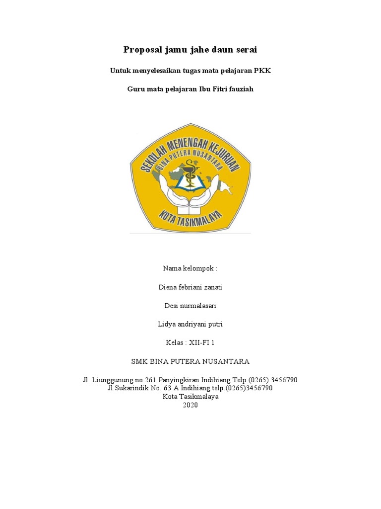 Proposal Jamu Jahe Daun Serai | PDF | Bisnis