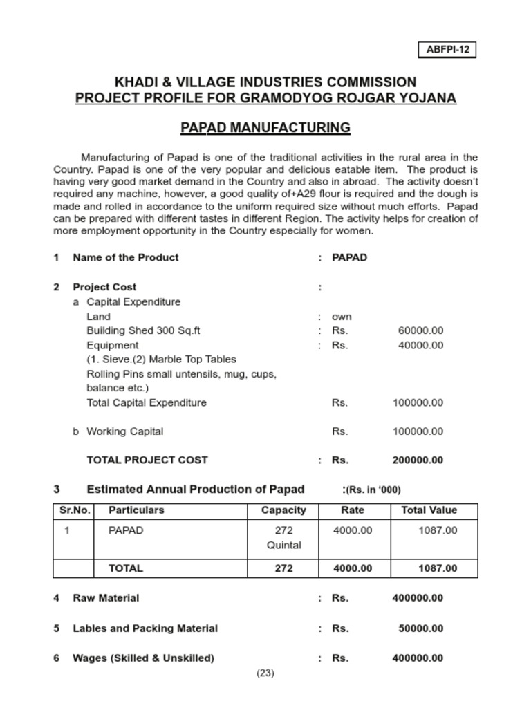 Papad Manufacturing | PDF | Economies | Business