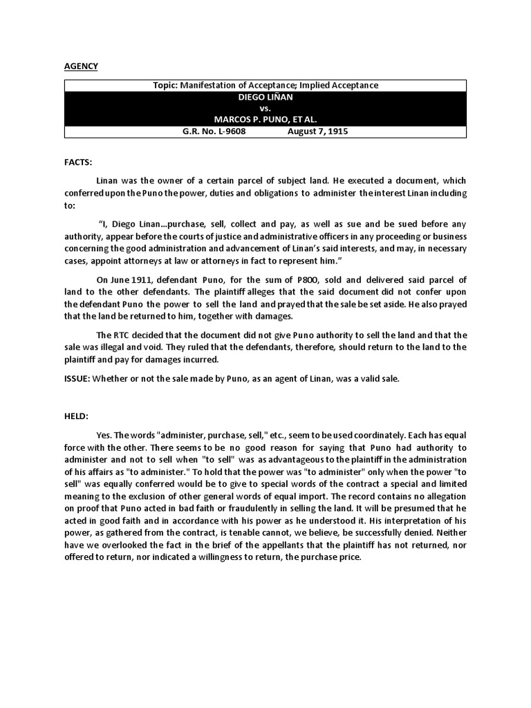 AGENCY - Manifestation of Acceptance - Implied - GALPO, Joseph Paolo B ...