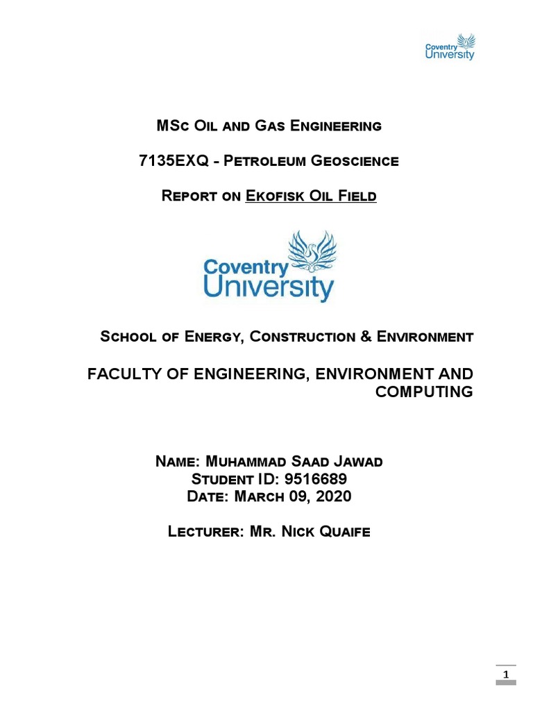 Ekofisk Oil Field Analysis Report | PDF | Petroleum Reservoir | Sandstone