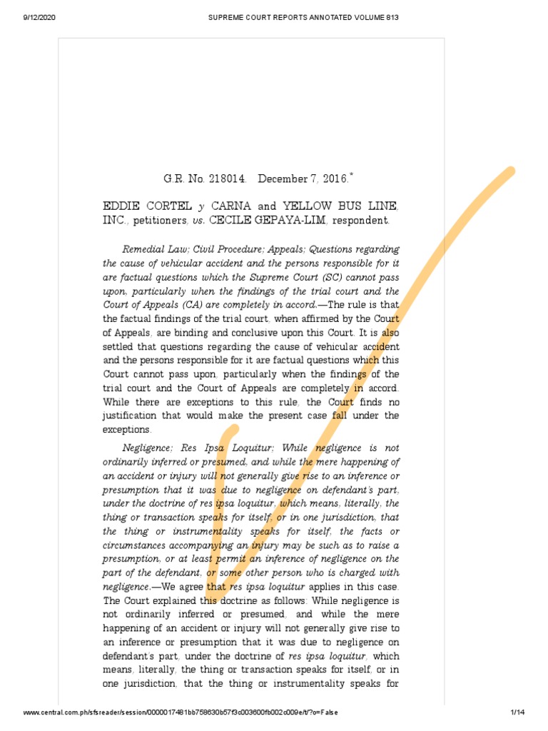 Supreme Court Ruling on Negligence Case | PDF | Private Law | Doctrine