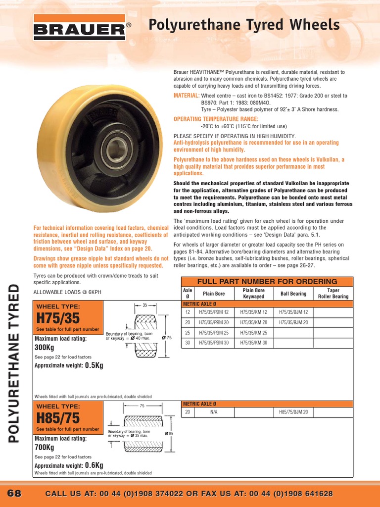 BRAUER 385 - Polyurethane Tyred Wheels Section | PDF | Wheel | Bearing ...