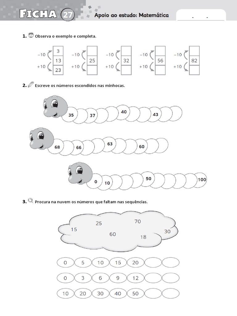 Anexo4 - Ficha de Trabalho - Numeros Ate 100 | PDF