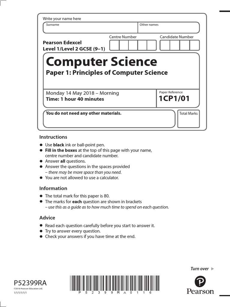 Edexcel Computer Science June 2018 Gcse PDF | PDF | Computer Data ...