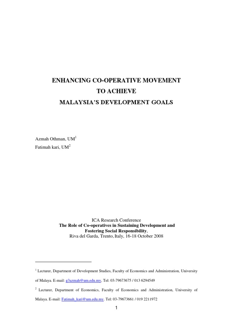 Enhancing Malaysia's Co-operative Movement | PDF | Cooperative | Malaysia