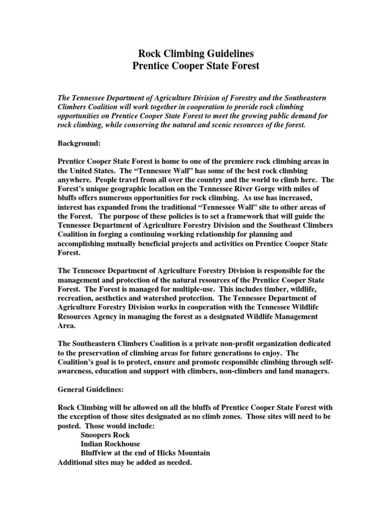 Prentice Cooper Rock Climbing Rules | PDF | Forestry | Rock Climbing