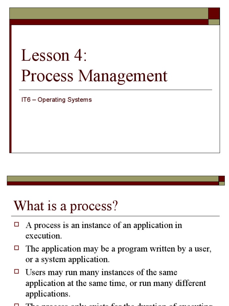 Lecture 4 Process Management | PDF | Process (Computing) | Concurrency (Computer Science)