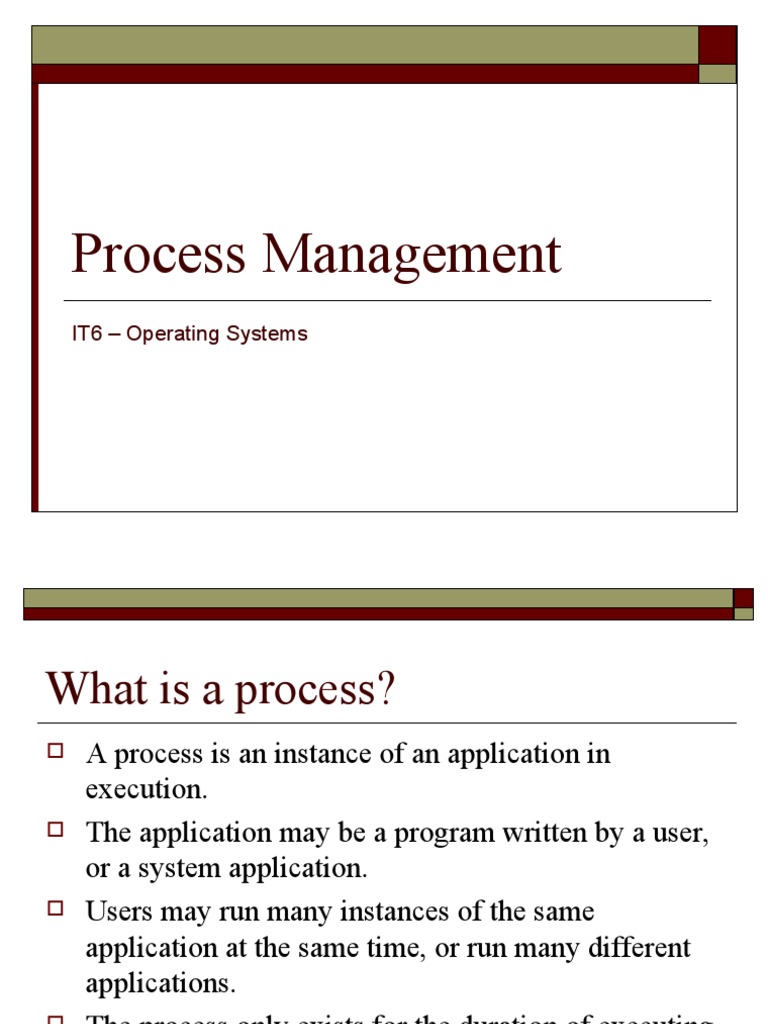 Lecture 4 Process Management | PDF | Process (Computing) | Central Processing Unit