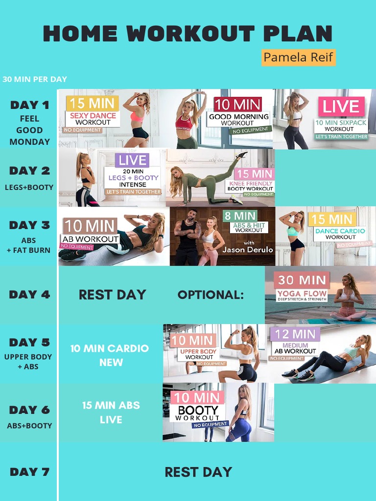 Weekly Home Workout Plan Pamela Reif PDF | PDF