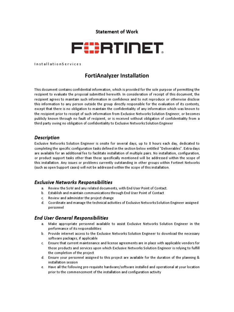 Scope of Work - General Configuration FTNT FortiAnalyzer | PDF | Computer Networking | Computing
