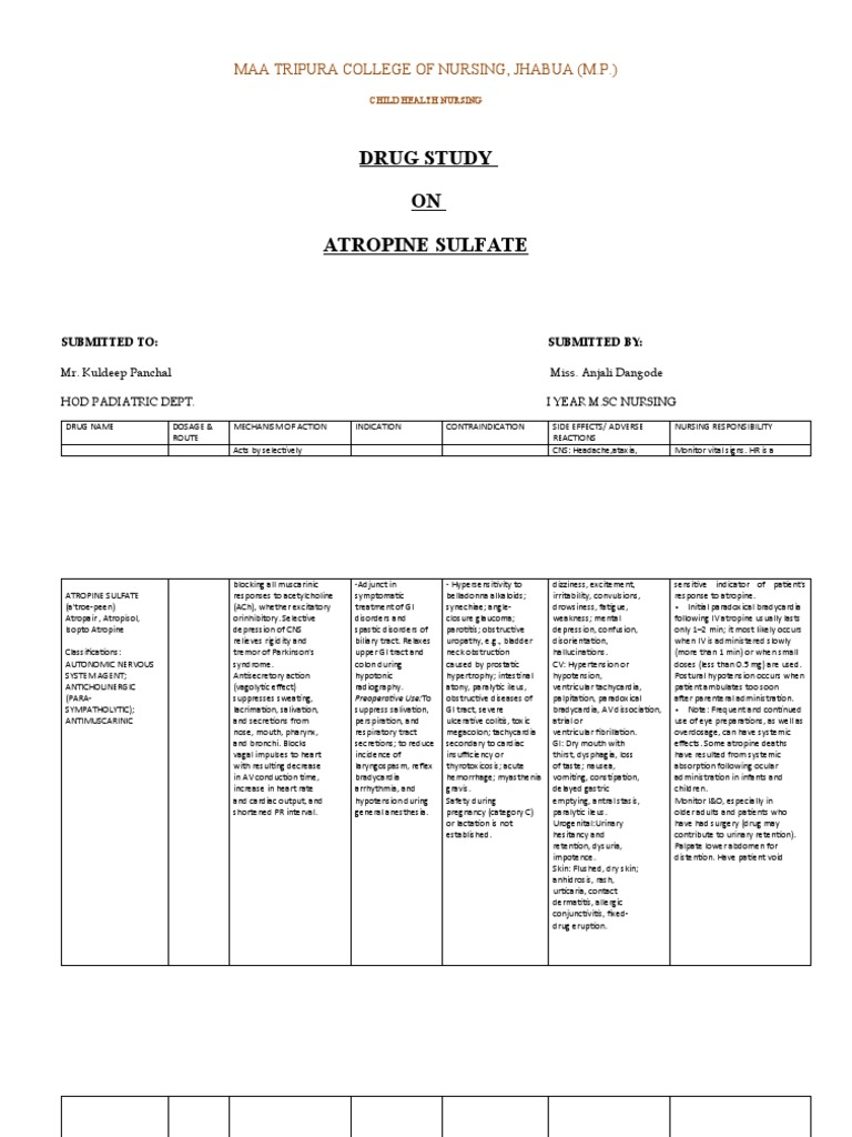 10 DRUG-STUDY-Atropine-Sulfate | PDF | Medicine | Medical Specialties