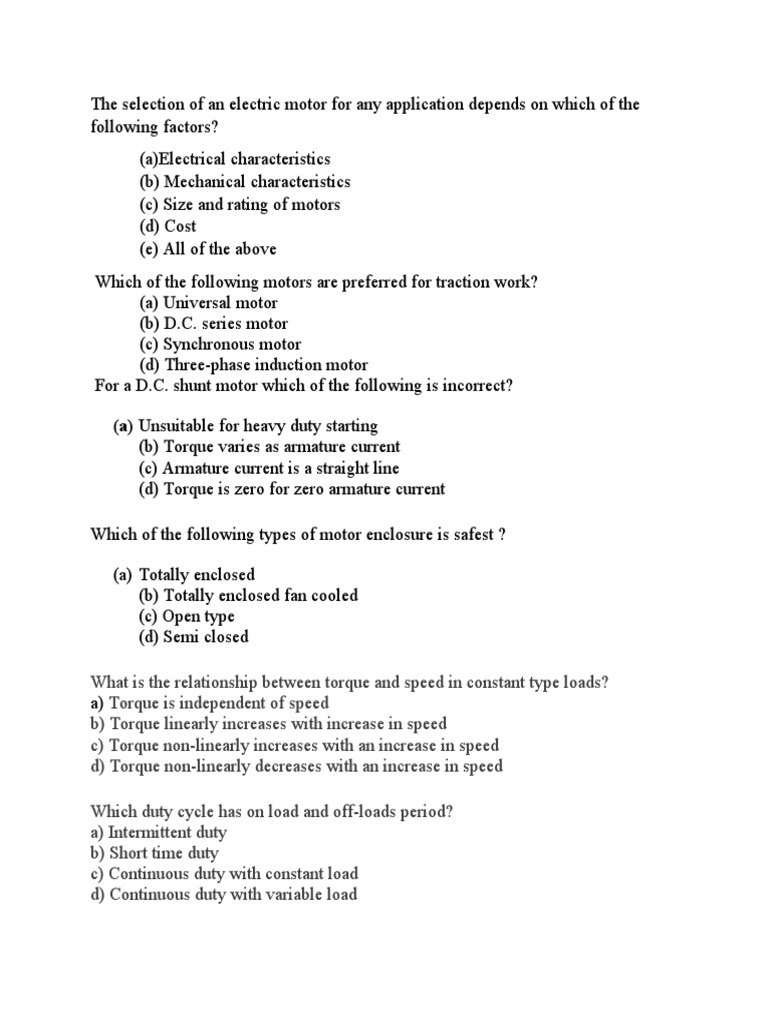 The Selection of An Electric Motor | PDF | Electric Motor ...