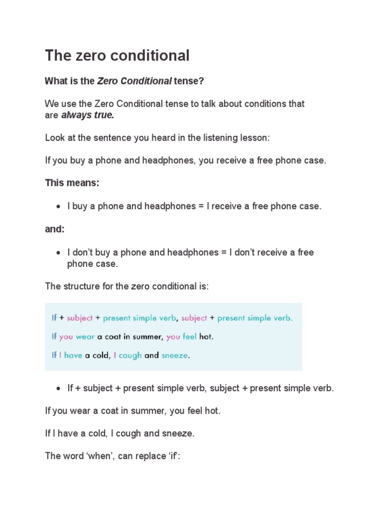 What Is The Zero Conditional Tense? | PDF