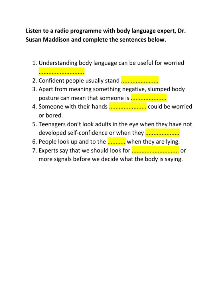 Bm3-Fatin Amirah Binti Fakeruddin-Task Week 6 (Body Language) PDF | PDF ...