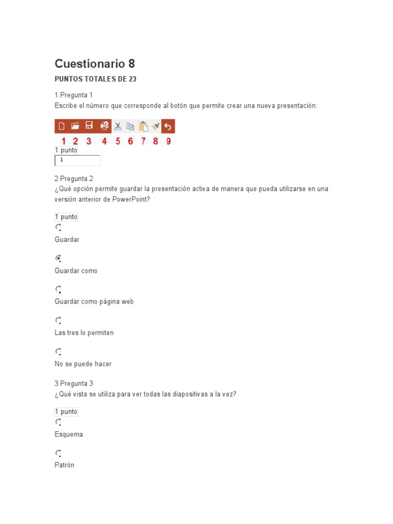 Ultimo Cuestionario Powerpoint | PDF | Microsoft PowerPoint | Informática