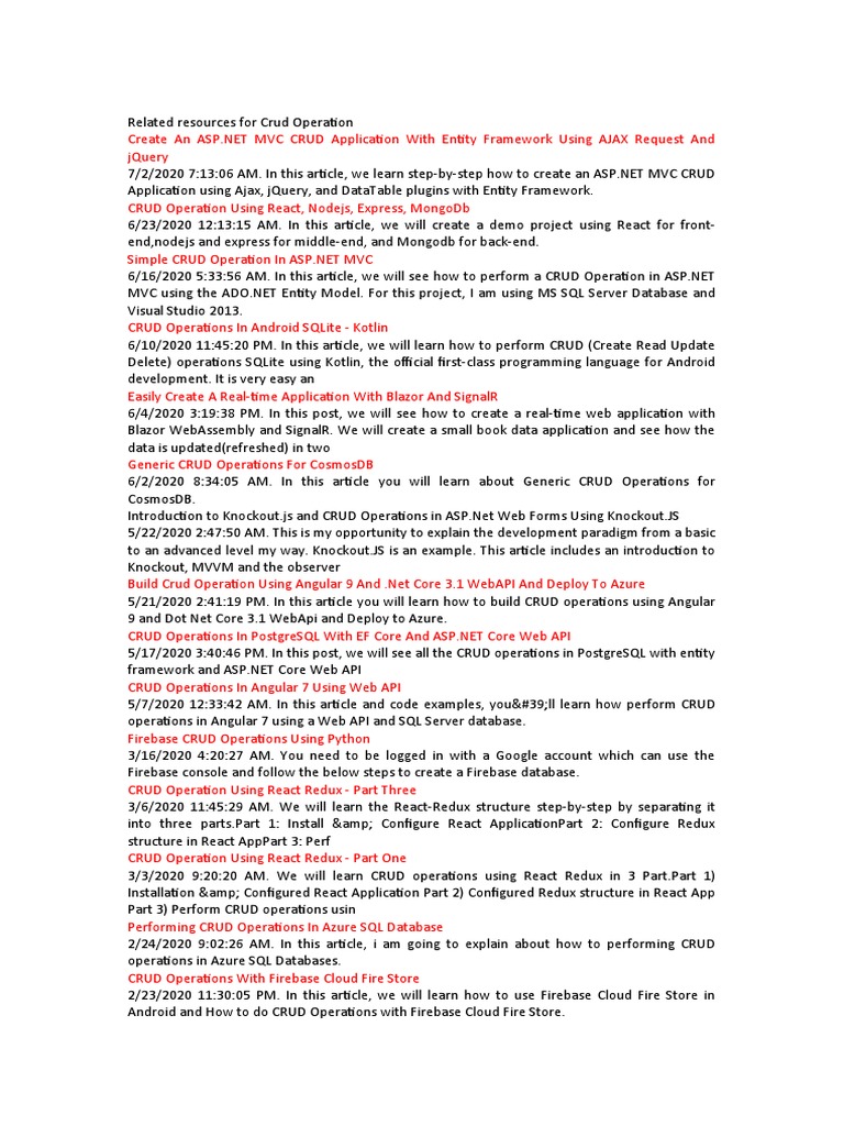 Crud Aio Csharpcorner | PDF | Entity Framework | Model–View–Controller