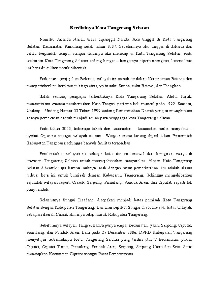 Sejarah Kota Tangerang Selatan | PDF