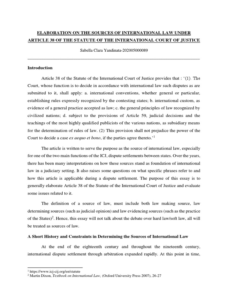 Understanding Article 38 ICJ Statute | PDF | International Law | Treaty